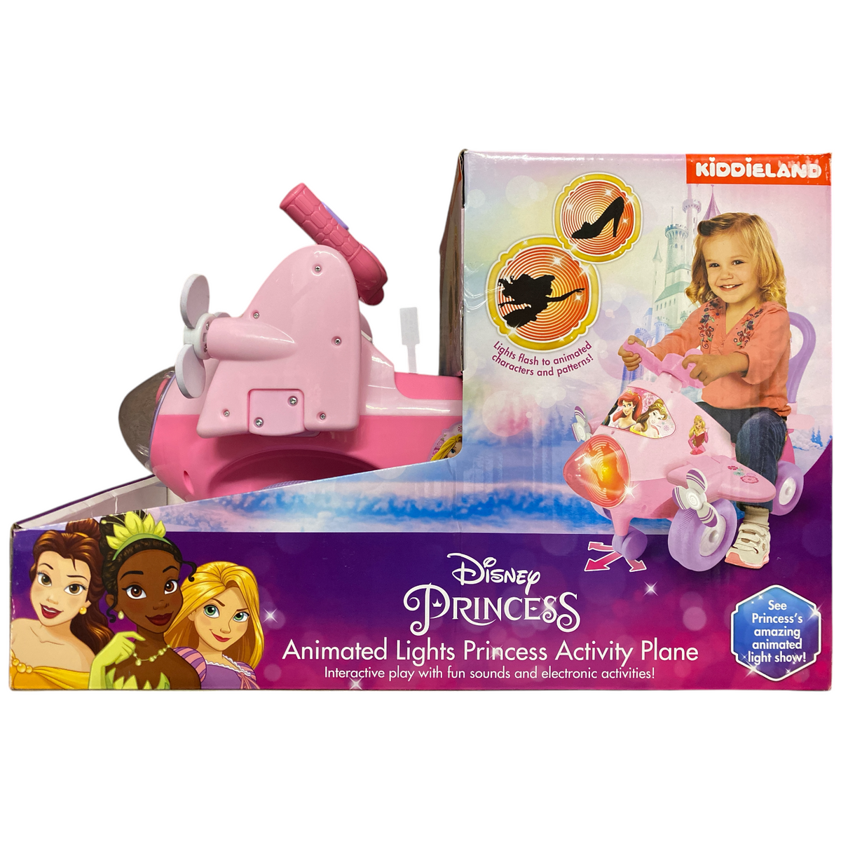 Kiddieland Disney Princess Activity Ride-on Plane with Lights & Sounds ...