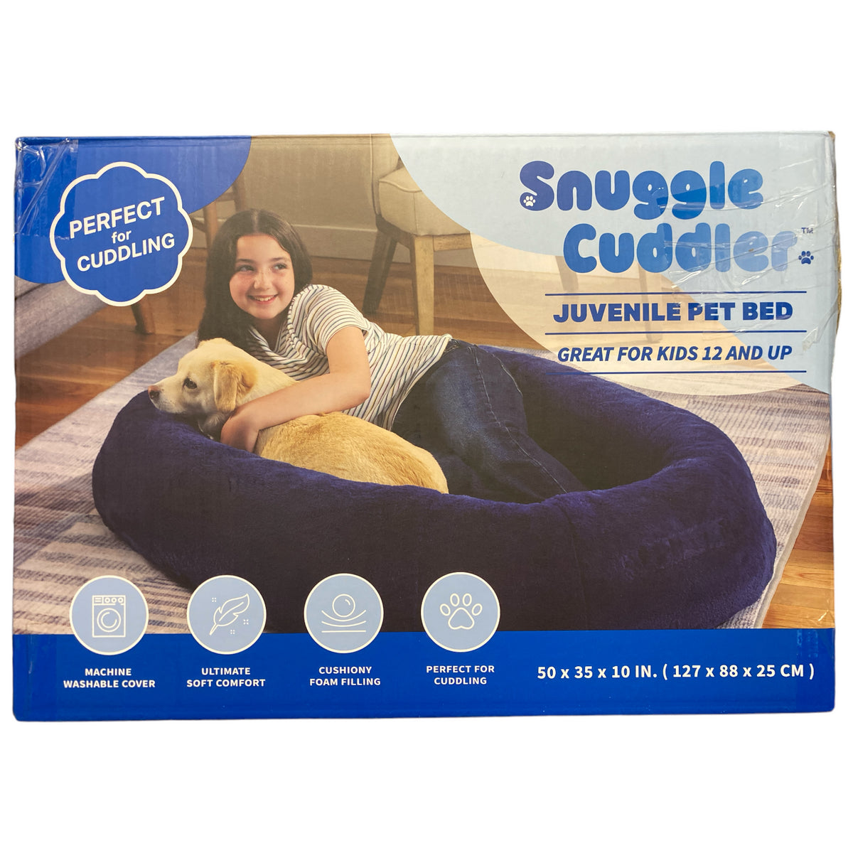 Snuggle Cuddler Oversized Plush Juvenile Human Dog Bed, Blue ...