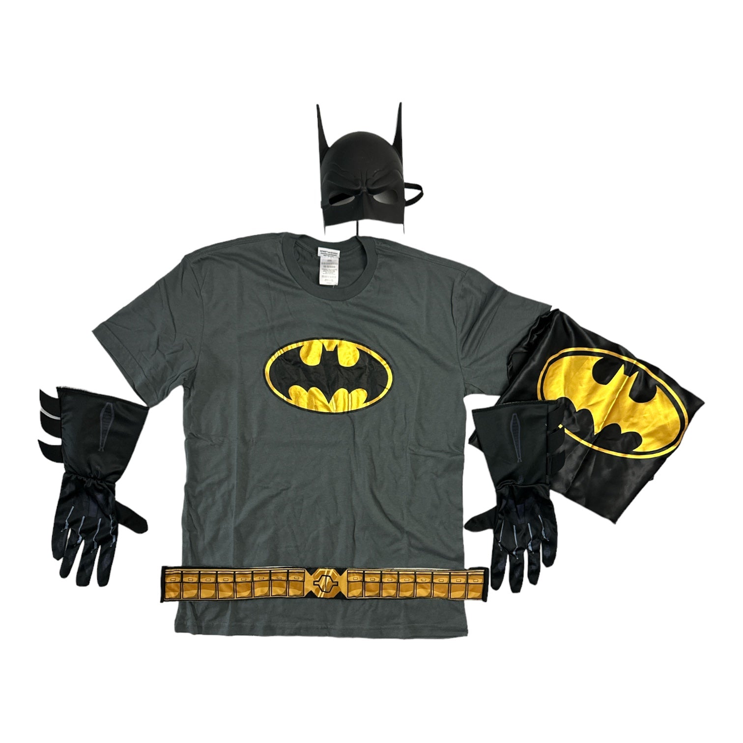 Batman Men's Short Sleeve T-Shirt, Mask, Belt & Gloves Costume Set ...