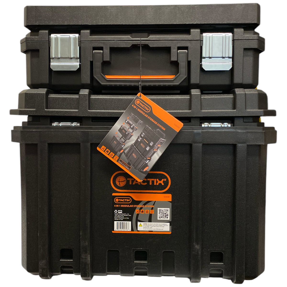 TACTIX 4-in-1 Rolling Tool Box System with Telescopic Handle, Black ...