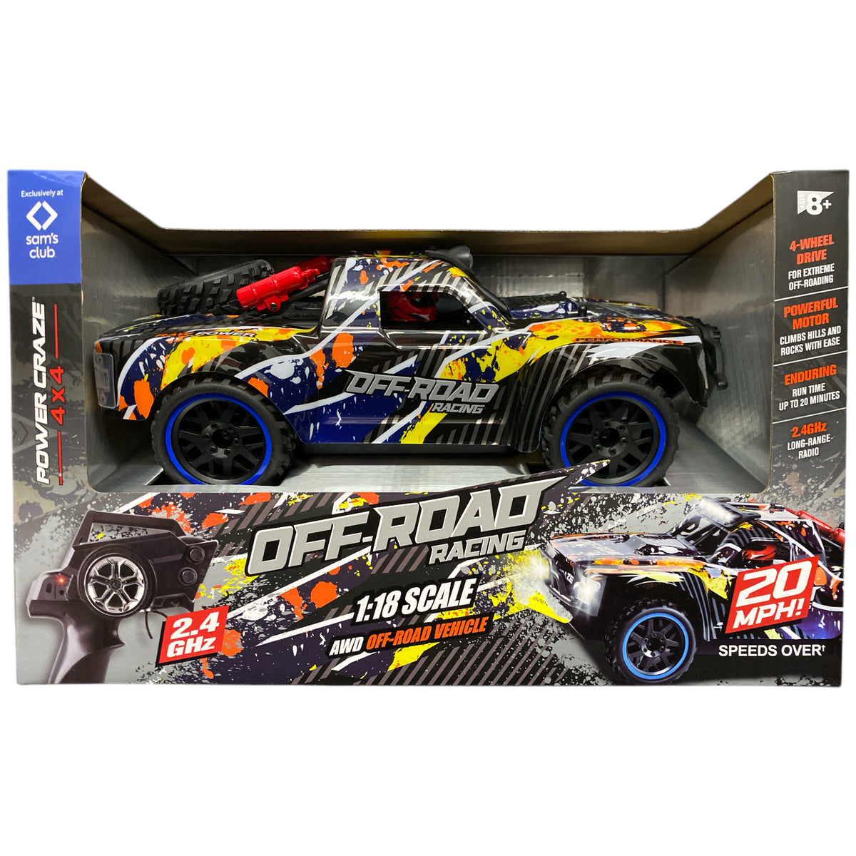Power Craze Off-Road Racer AWD Remote Control Vehicle, 1:18 Scale ...