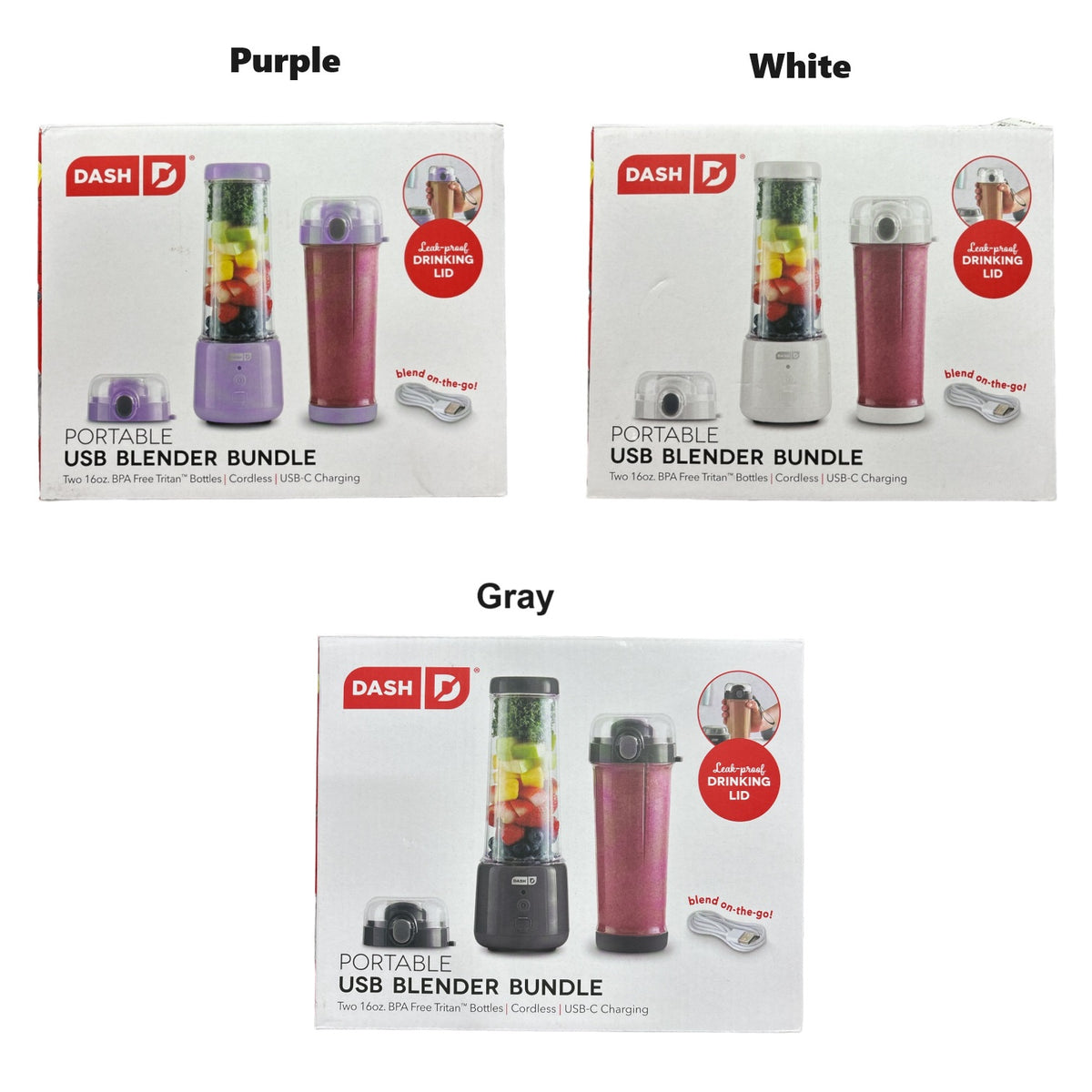 Dash 16oz BPA Free Portable Cordless USB Blender Bundle w/ Bonus Jar ...