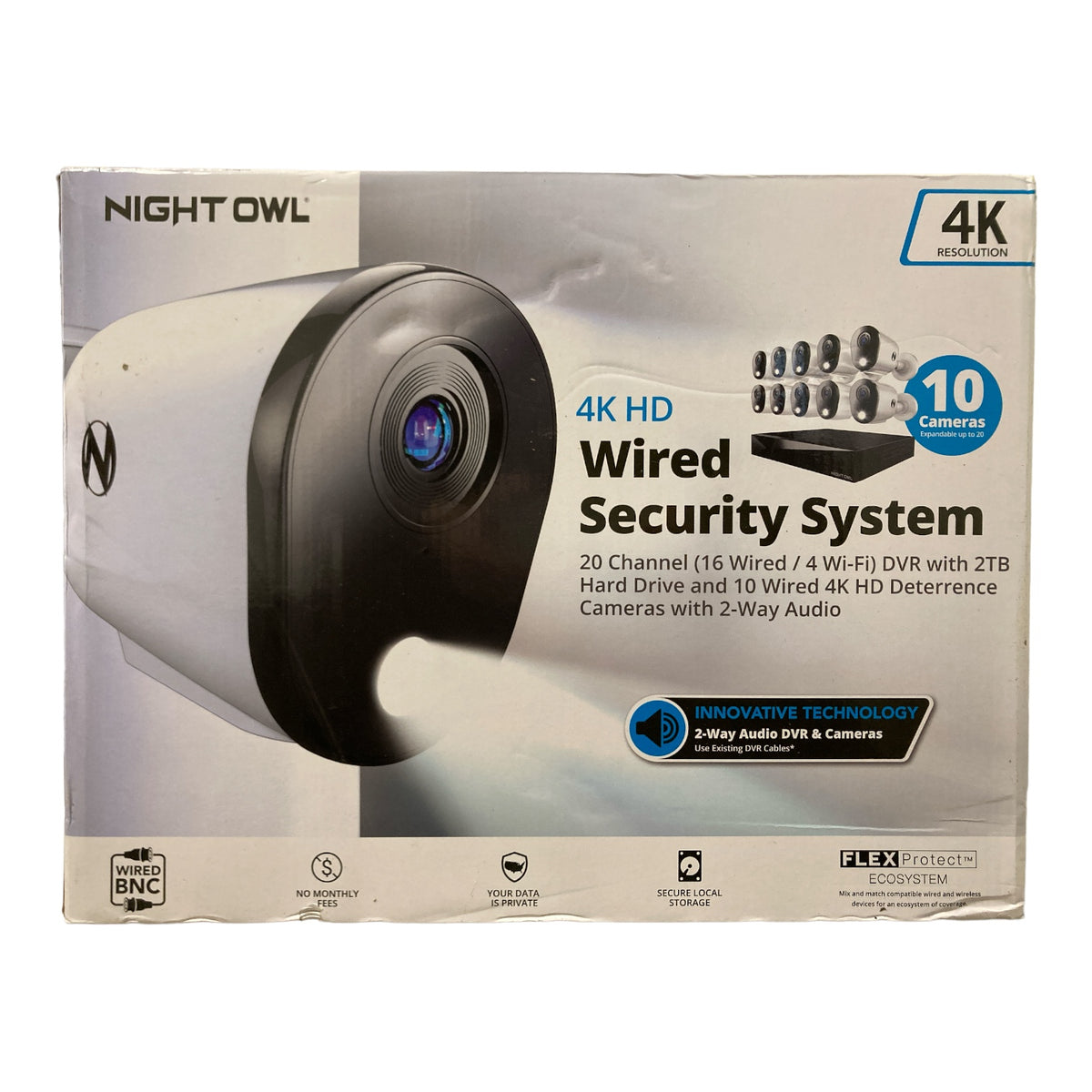 Night Owl 20 Channel DVR, 2TB HD, 10 Wired 4K HD Camera System, CL-FT8 ...
