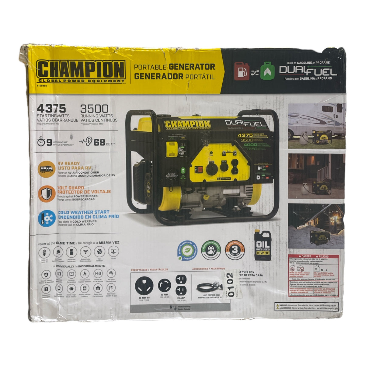 Champion Global Power Equipment 3500/4375 Watt Duel Fuel Portable Gene ...