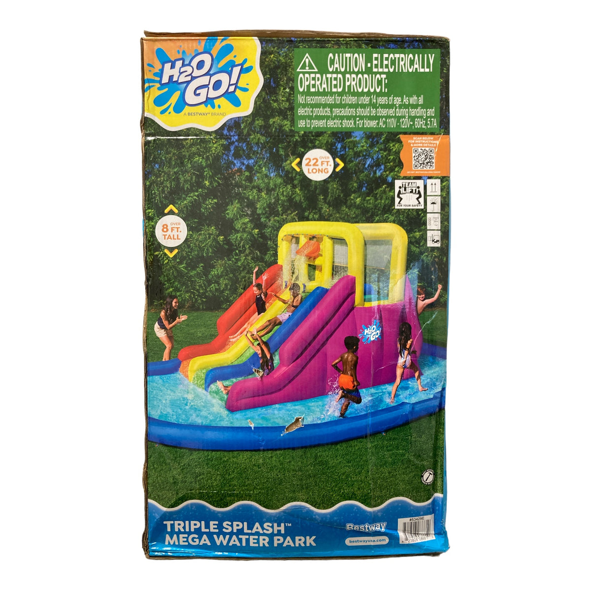 H2OGO! Triple Splash Mega Kids Inflatable Water Park, 8'x22 ...