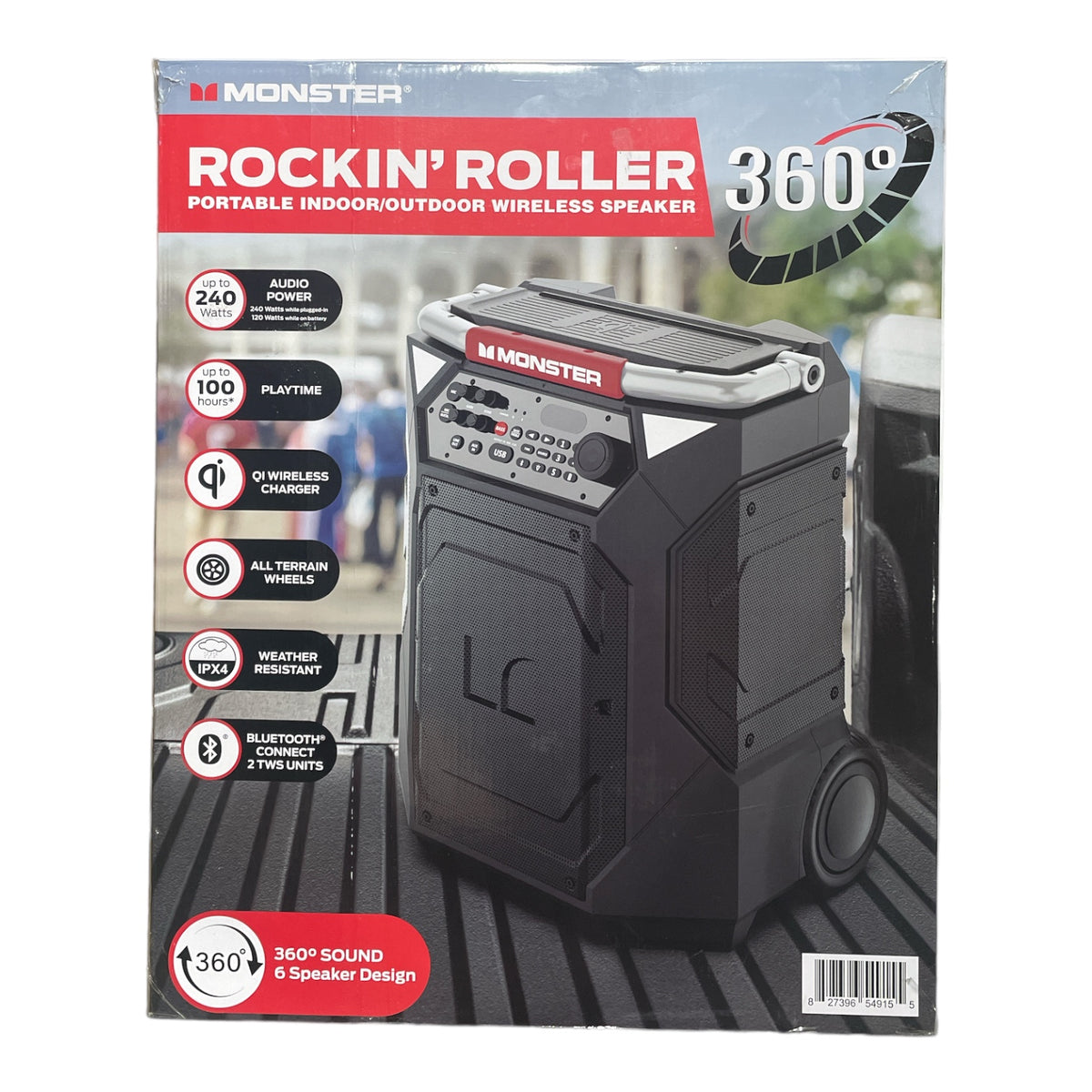 Monster Rockin' Roller 360 Portable Indoor/Outdoor Wireless Bluetooth ...