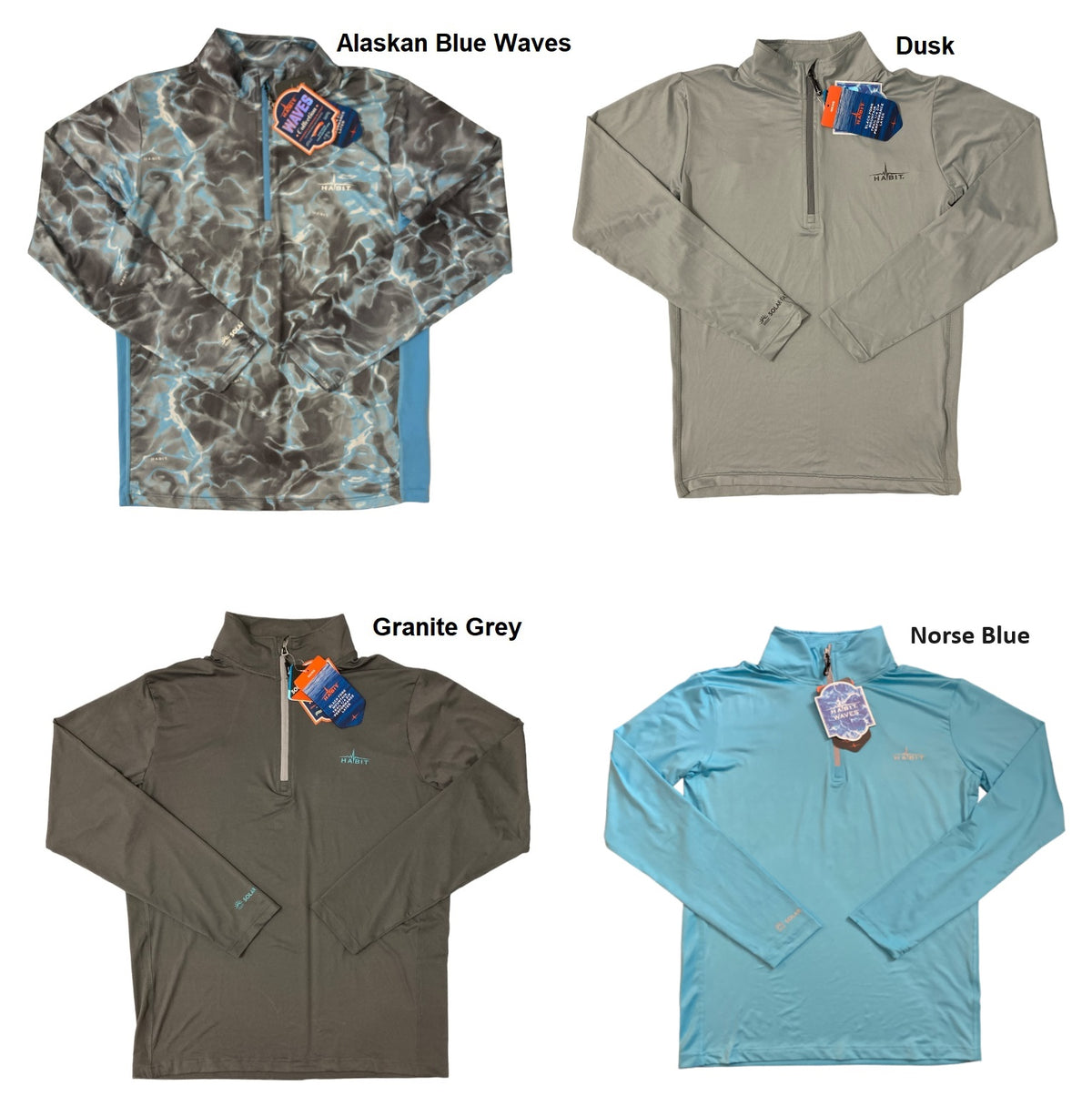 Habit Men's Long Sleeve Black Fork Mountain 1/4 Zip Performance Layer ...