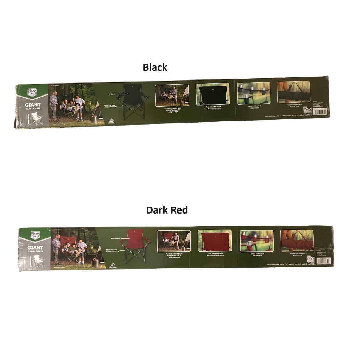 Timber Ridge Steel Framed Giant Camp Chair with Cup Holders & Carry Ba ...