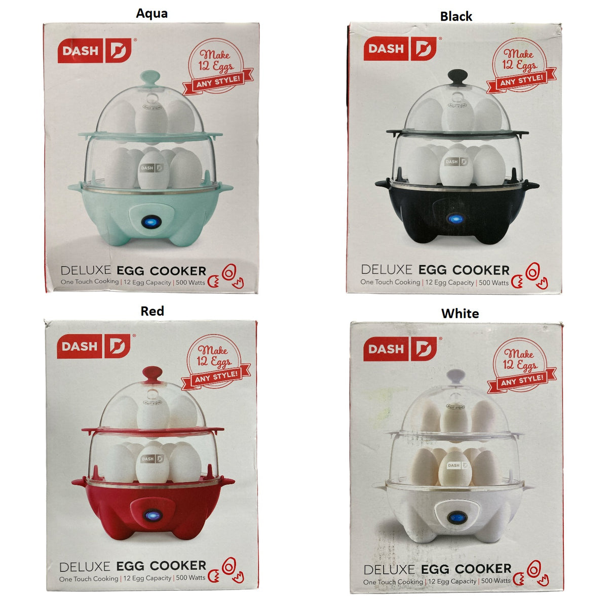 Dash Deluxe Egg Cooker 500 Watts Poach, Soft Boil, Omelette 12 Egg Cap ...