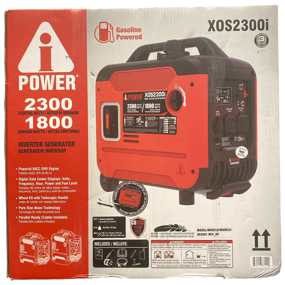 A-iPower Lightweight & Portable Inverter Generator with CO Sensor, 230 ...