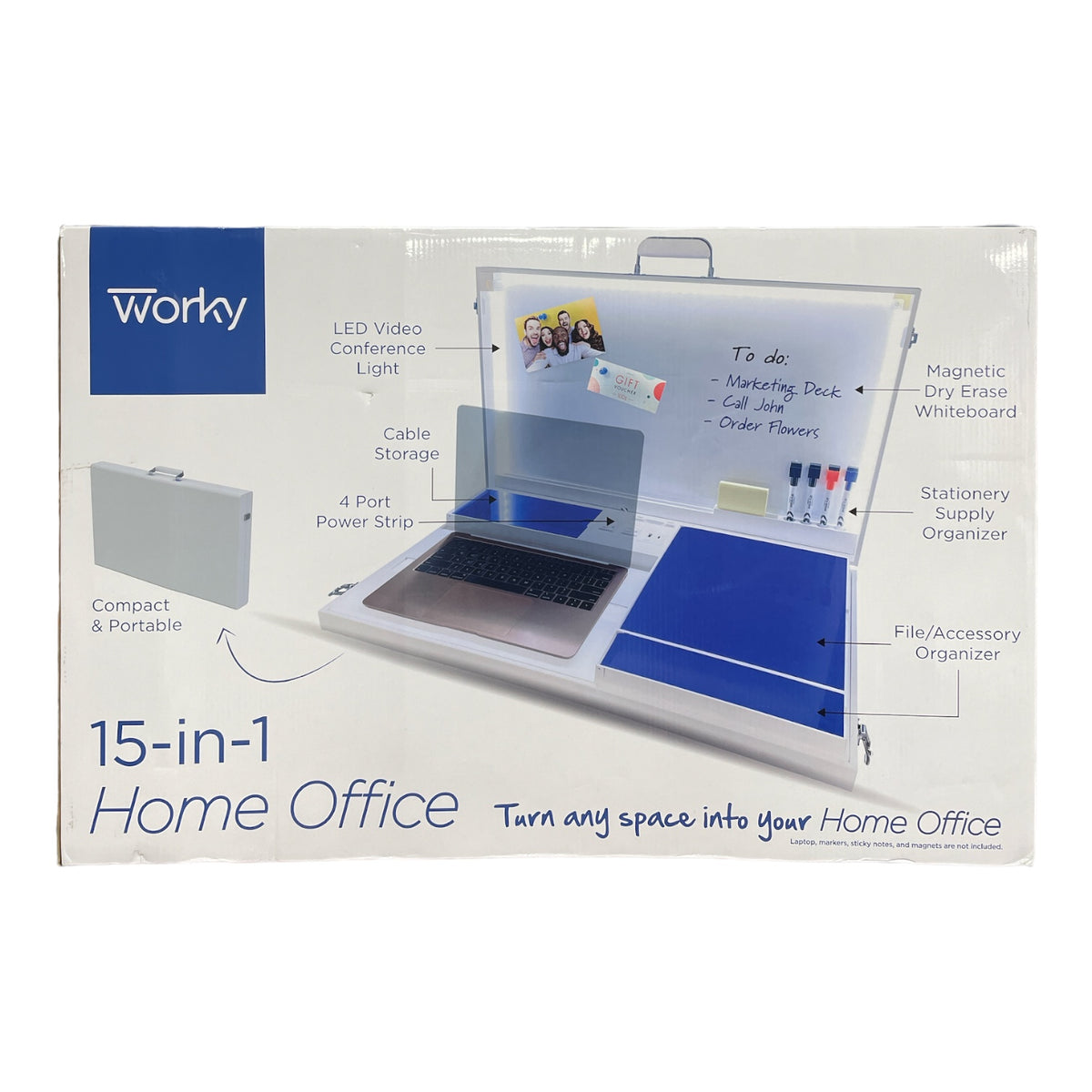 Worky Home Office 15-in-1 Personal Portable Workstation, White — Ewirelessgear