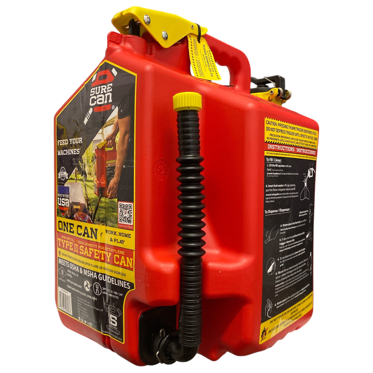 SureCan 5 Gallon Safety Gas Can With Type II Rotating Spout, Red ...