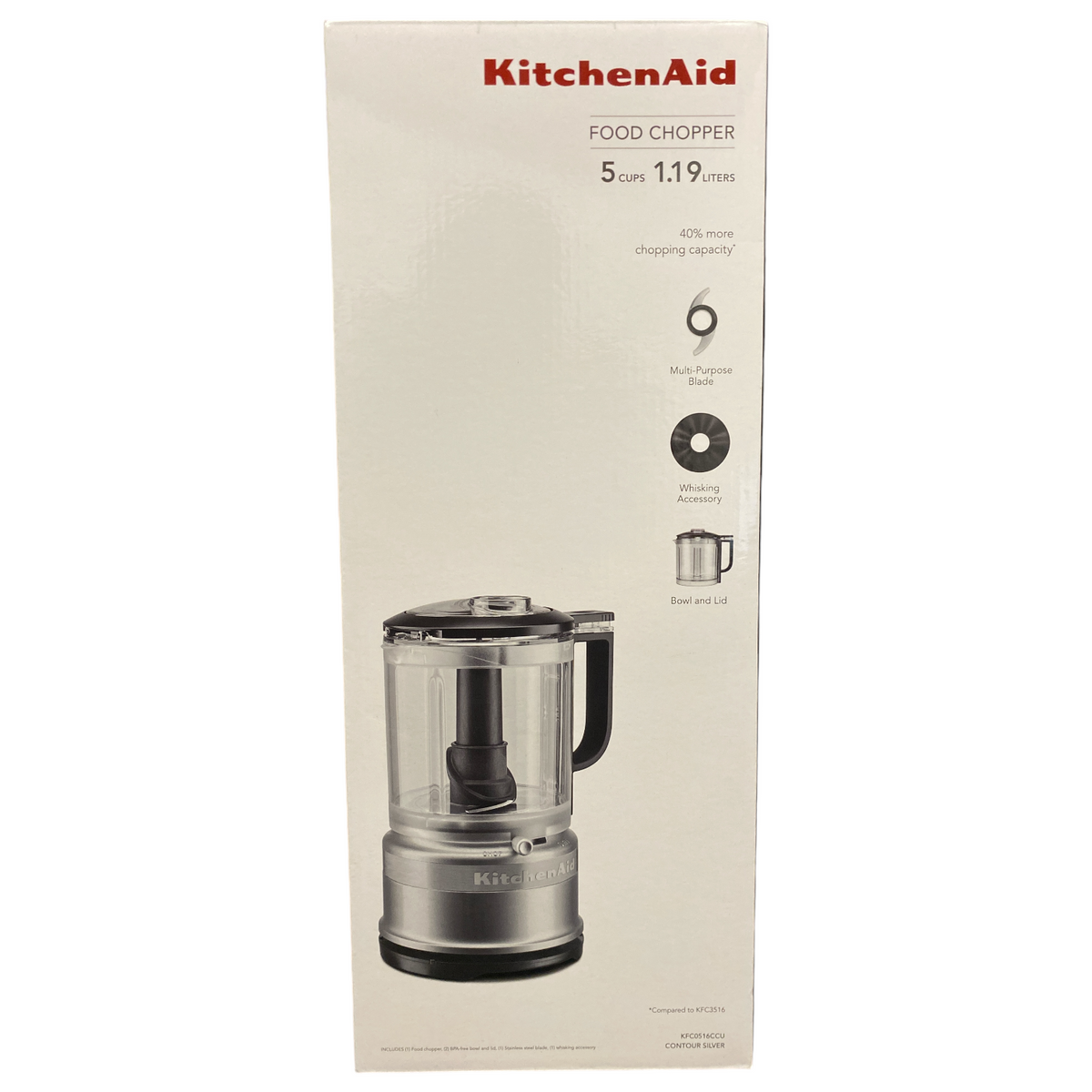 KitchenAid 5 Cup Food Chopper with Extra Work Bowl, Contour Silver, 13 ...