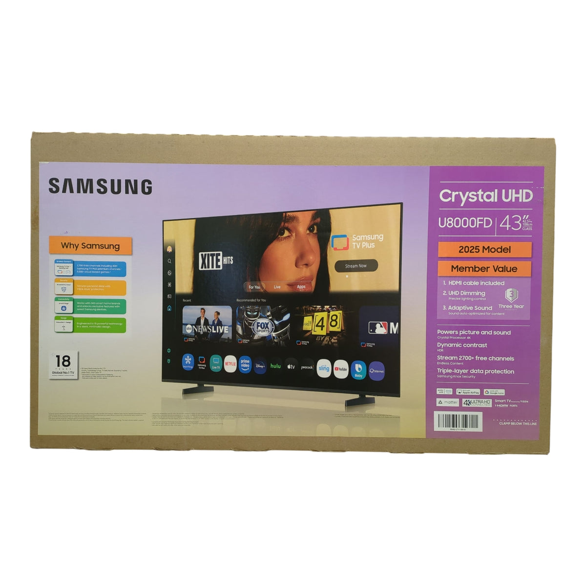 SAMSUNG 43" Class U8000F Series 4K Crystal UHD Smart TV, UN43U8000FDXZ ...