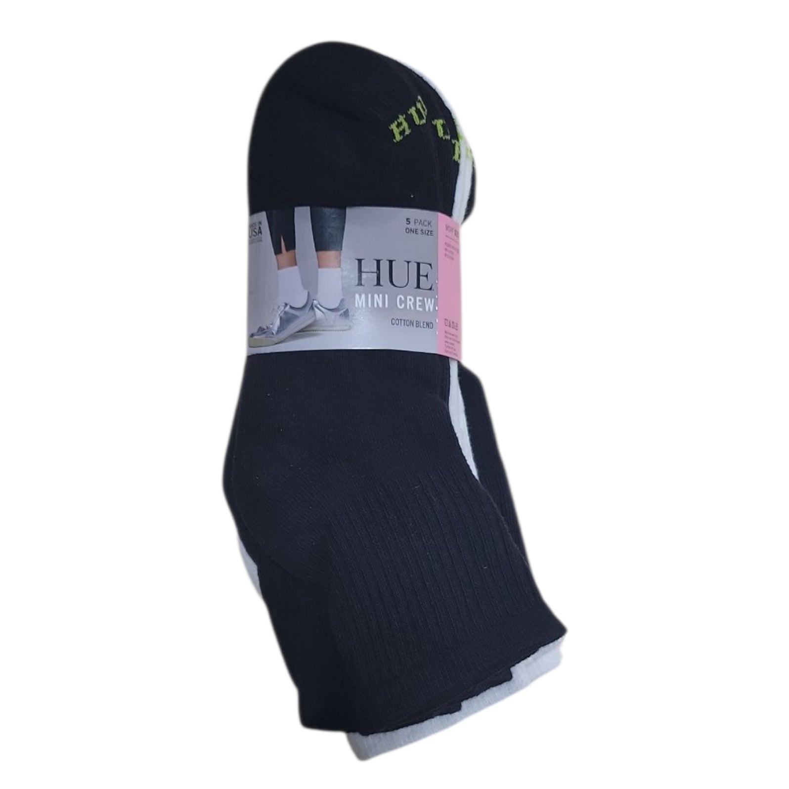 Hue Women's 5-Pack Cotton Blend Soft Cushioned Mini Crew Sock ...