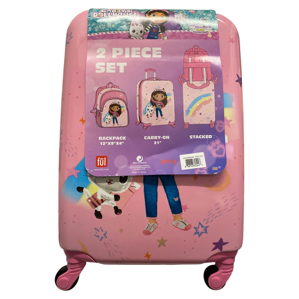 FUL Disney Kids 21" Hard-Sided Spinner Luggage & Backpack Set, Gabby's ...