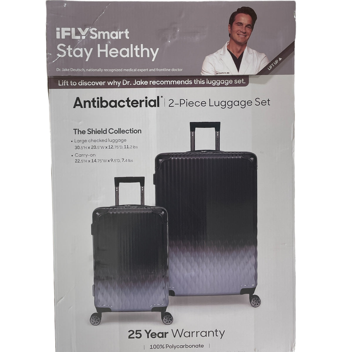 iFLY Smart Shield Collection Antibacterial 2 Piece Travel Set, Black ...