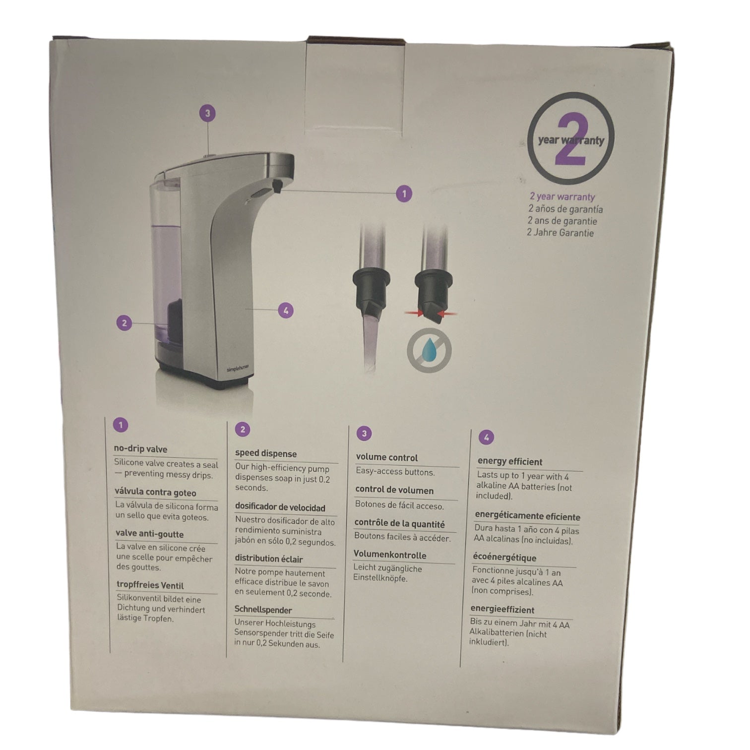 Simplehuman 8 oz. Touch-Free Sensor Liquid Soap Pump Dispenser, Brushe ...