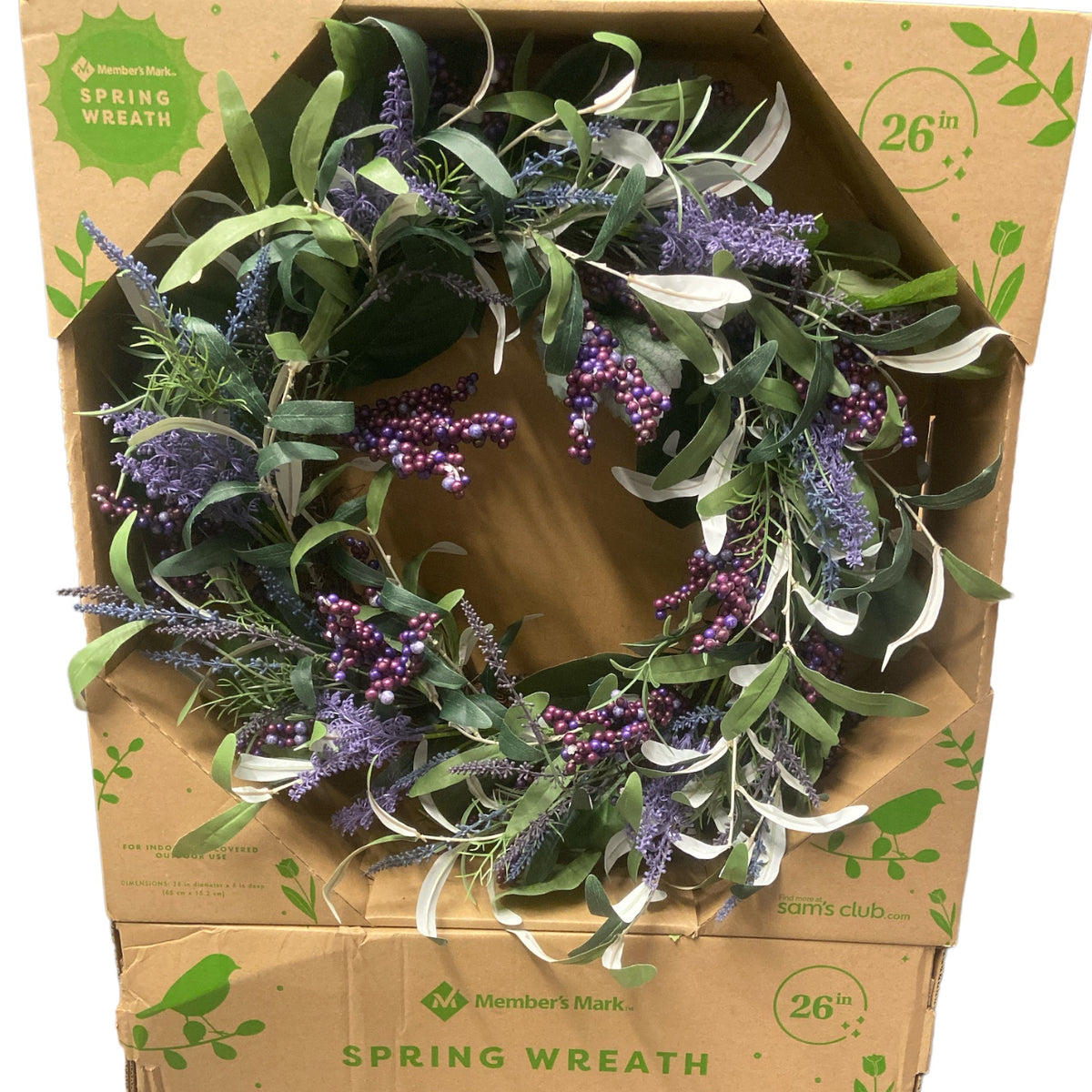 Members Mark 26in Spring Wreath Lavender, Indoor, Covered Outdoor ...