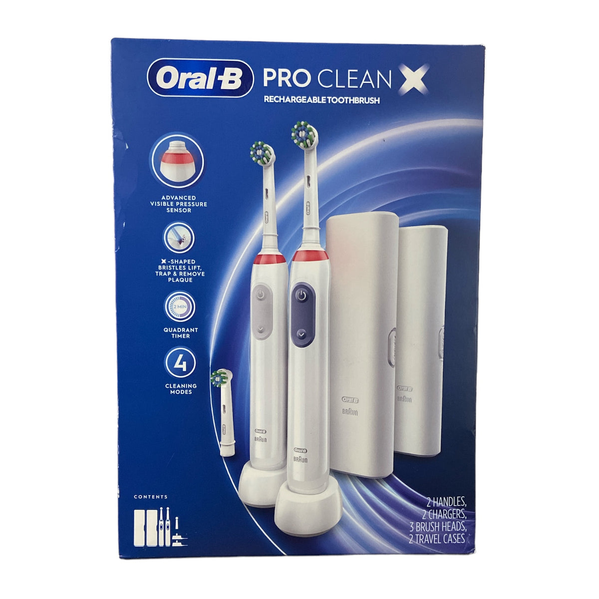 Oral-B Pro Clean Rechargeable Toothbrush (2 Pack + 3 Brush Heads ...