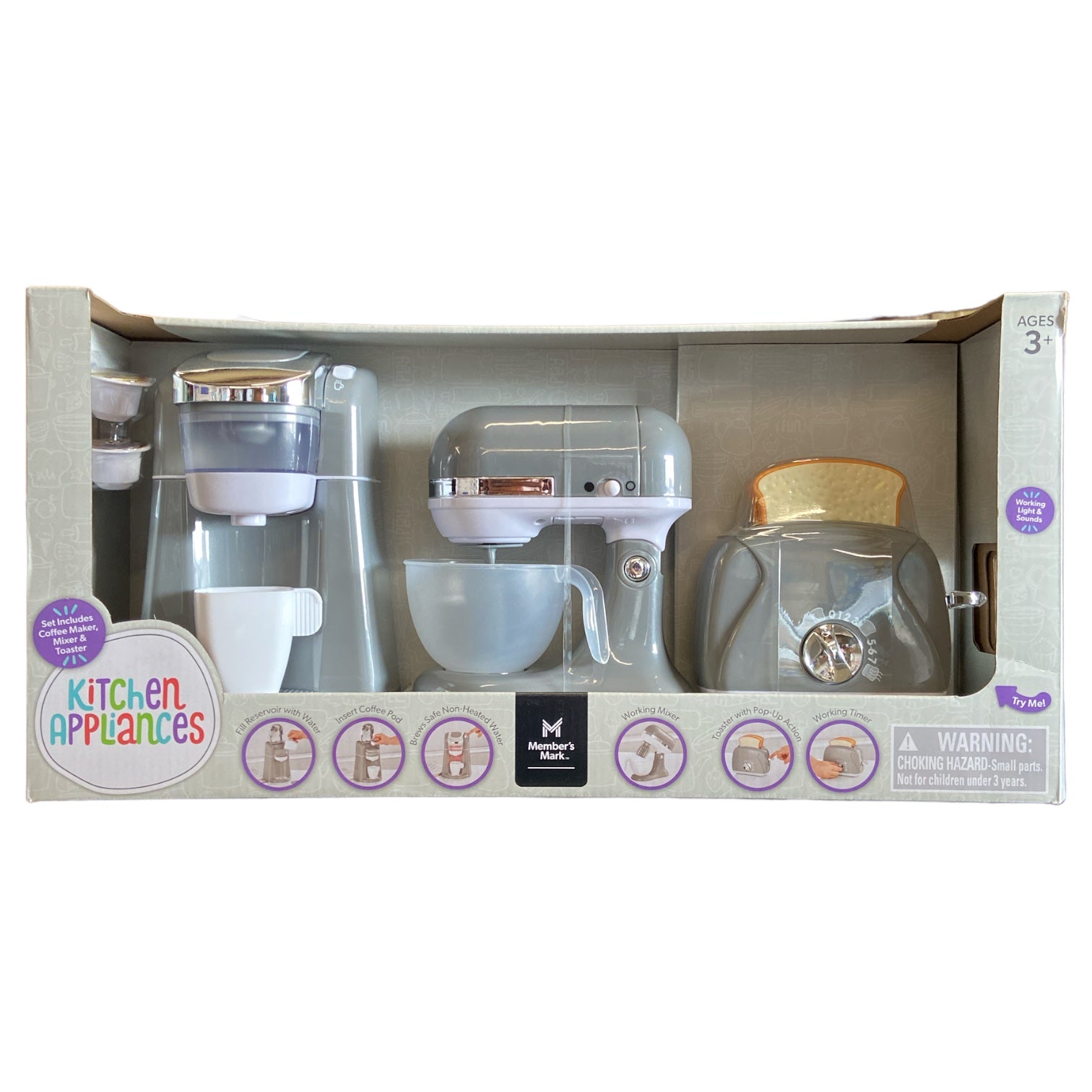 Member's Mark Gourmet Kitchen Appliance PLAYSET for Kids (Grey ...