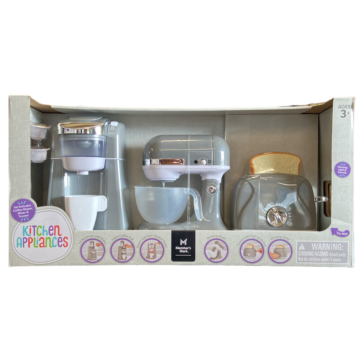 Member's Mark Gourmet Kitchen Appliance PLAYSET for Kids (Grey ...