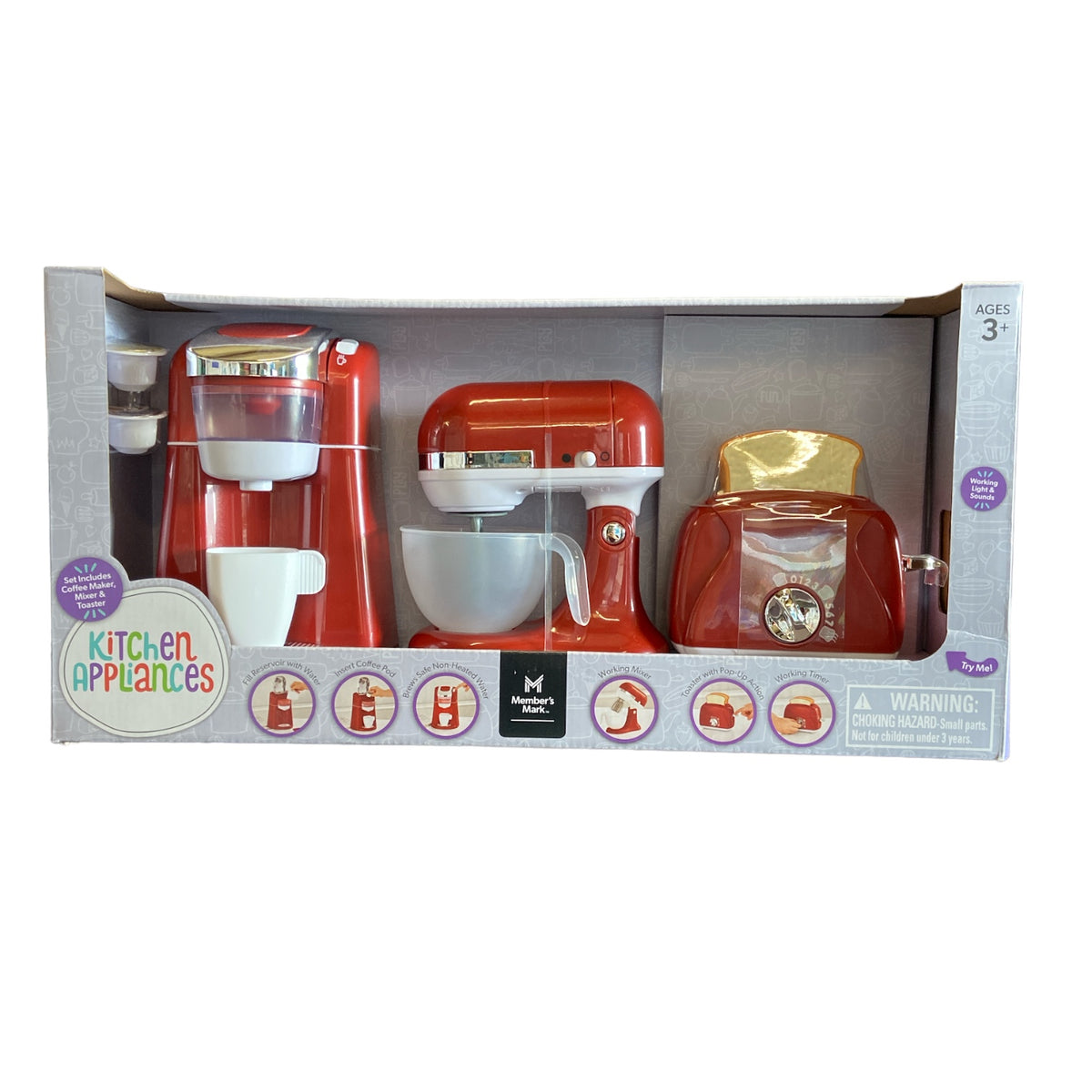 Member's Mark Gourmet Kitchen Appliance PLAYSET for Kids (Red ...